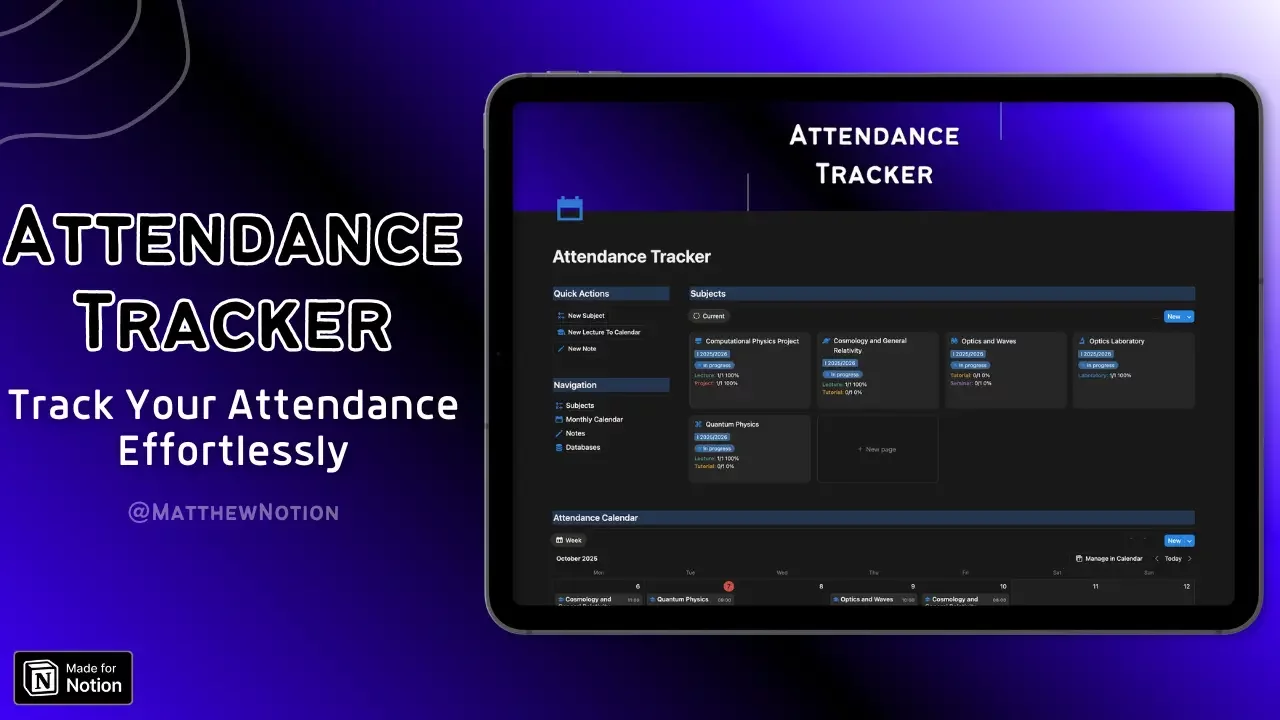 Attendance Tracker - Student Template